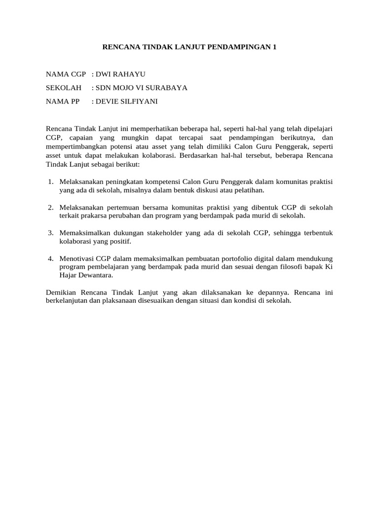 Contoh RTL Pi 1 - Ani Sujarwati | PDF