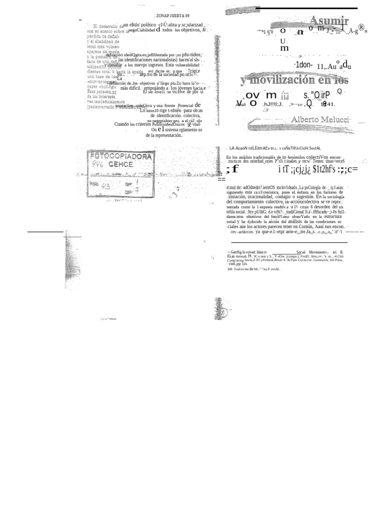 Melucci Alberto Revista Zona Abierta Asumir Un Compromiso Identidad y ...