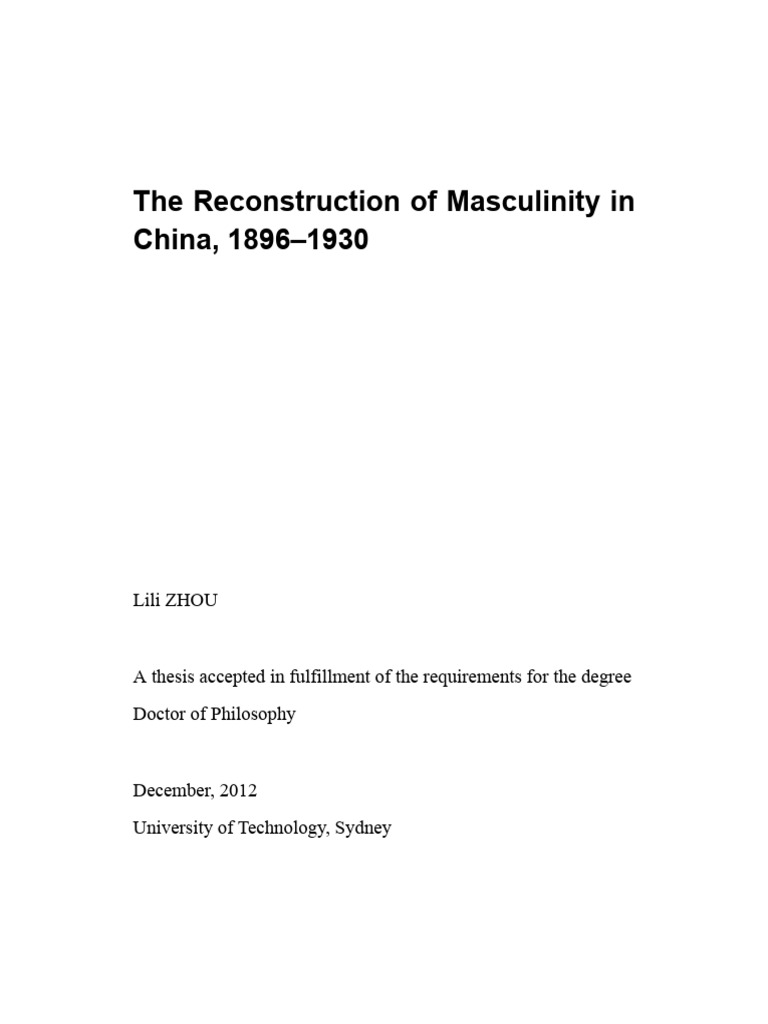 The Reconstruction of Masculinity in China 1896-1930 | PDF