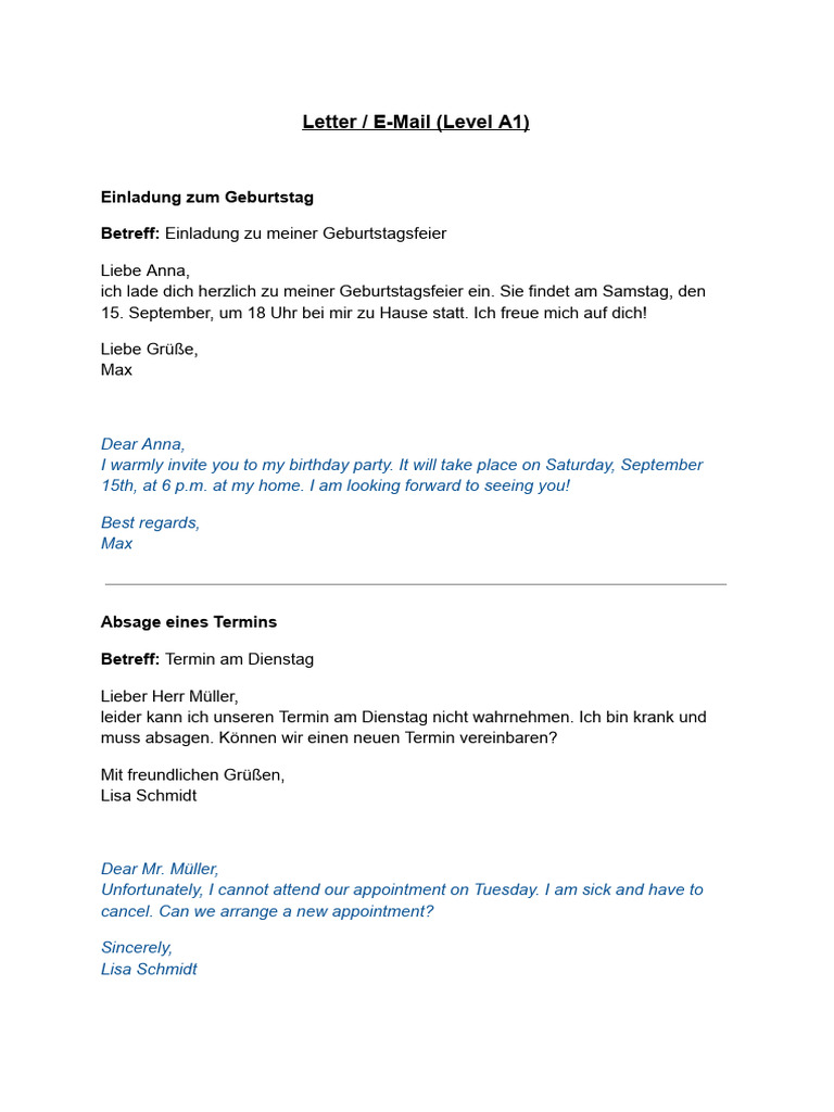 E-Mail - Letter For A1 | PDF