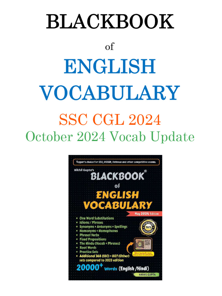 SSC CGL 2024 Vocab Update Blackbook of English Vocabulary 3 0 by | PDF