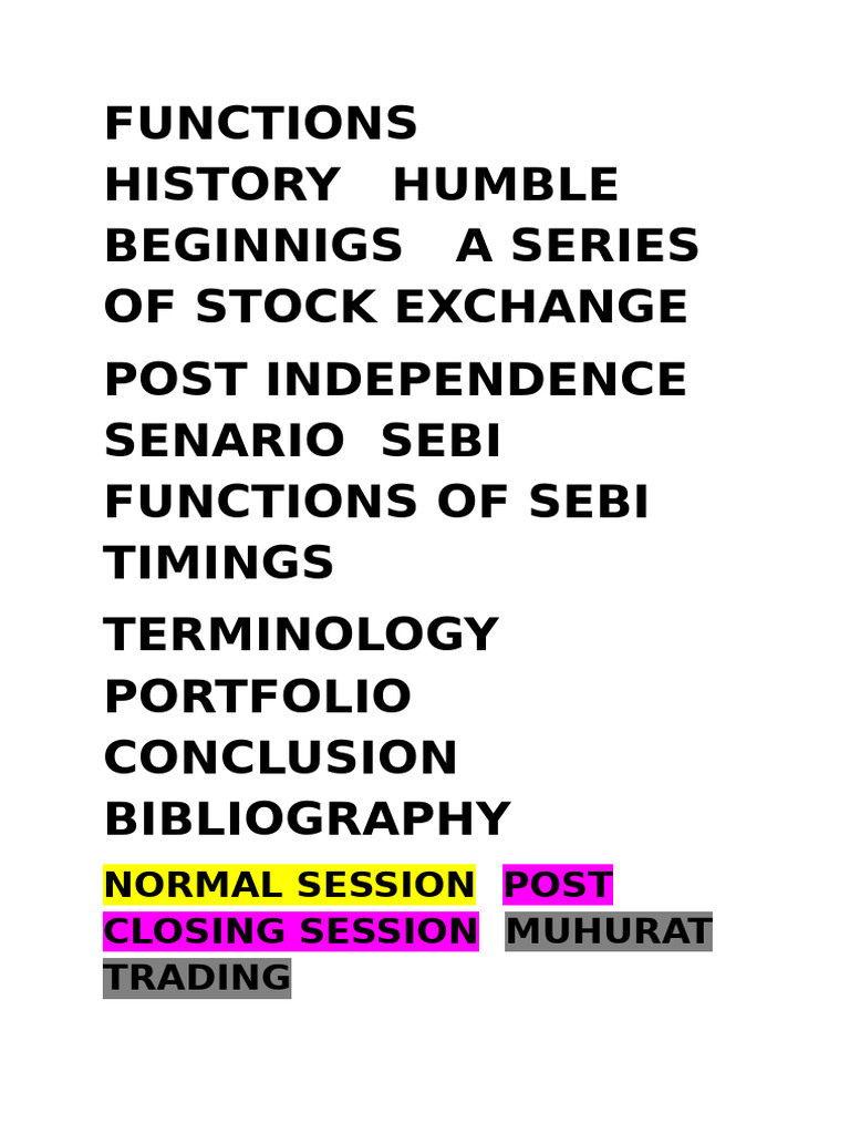 Functions History Humble Beginnigs A Series of Stock Exchange | PDF