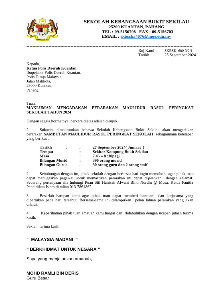 Surat Makluman Kepada Pihak Polis | PDF