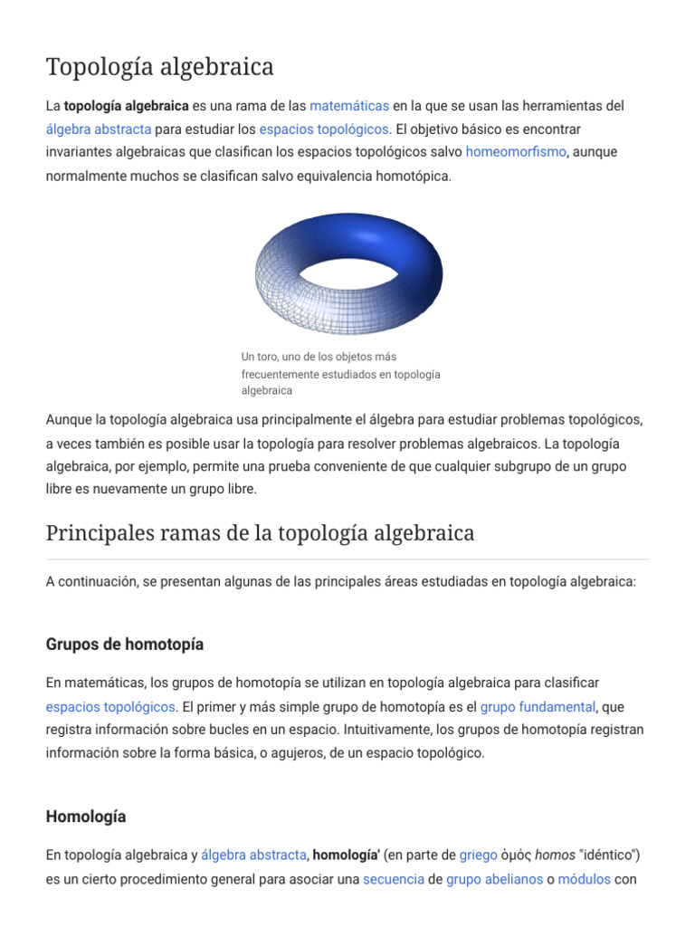 Topología algebraica - Wikipedia, la enciclopedia libre | PDF