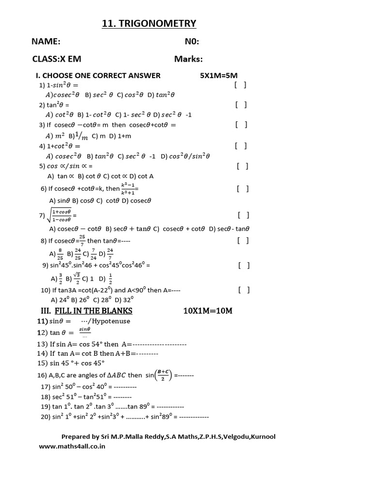 11 Trigonometry | PDF