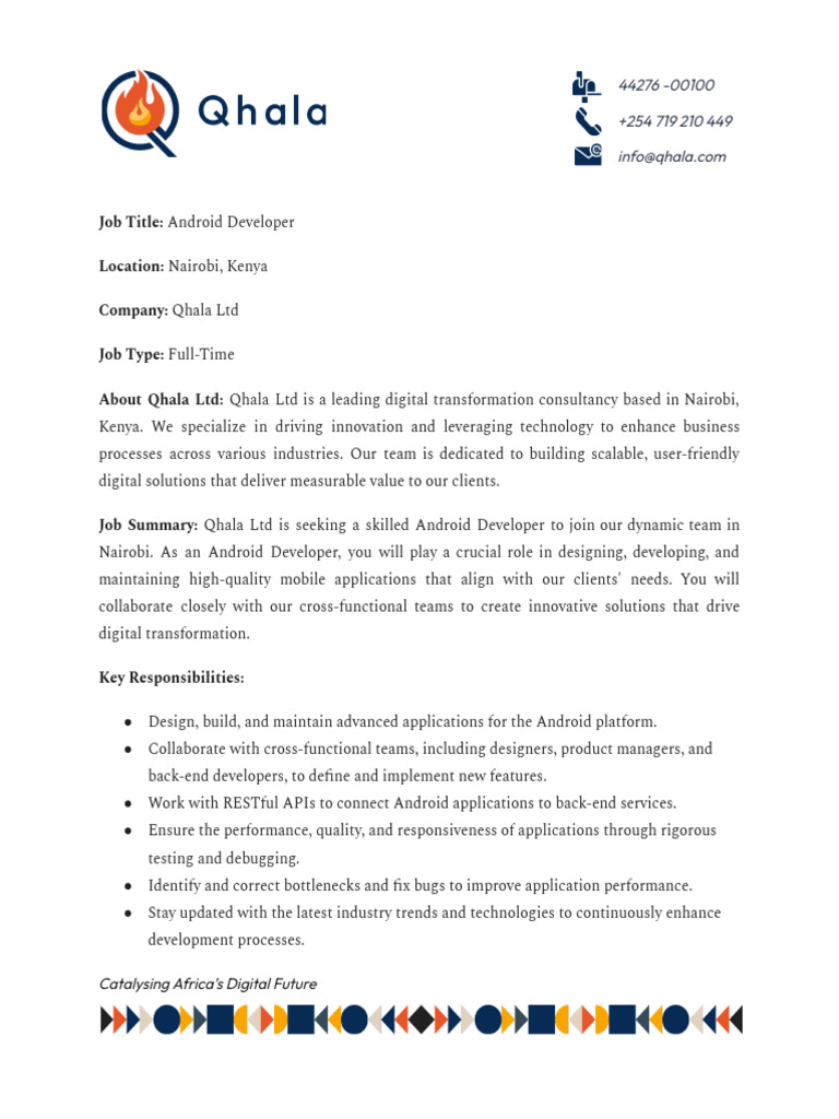 JD - Android Developer | PDF