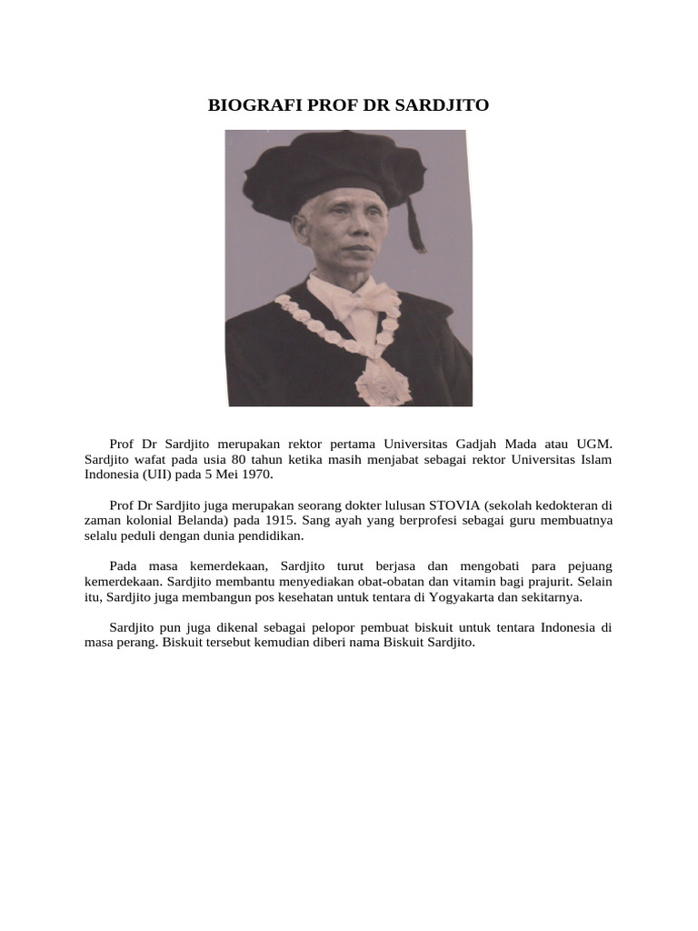 Biografi Prof DR Sardjito | PDF
