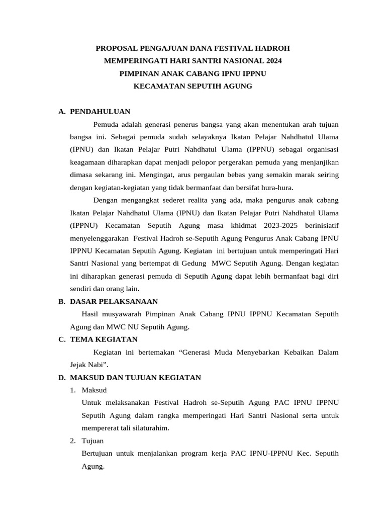 Proposal Festival Hadroh HSN Pac 2024 Fix | PDF