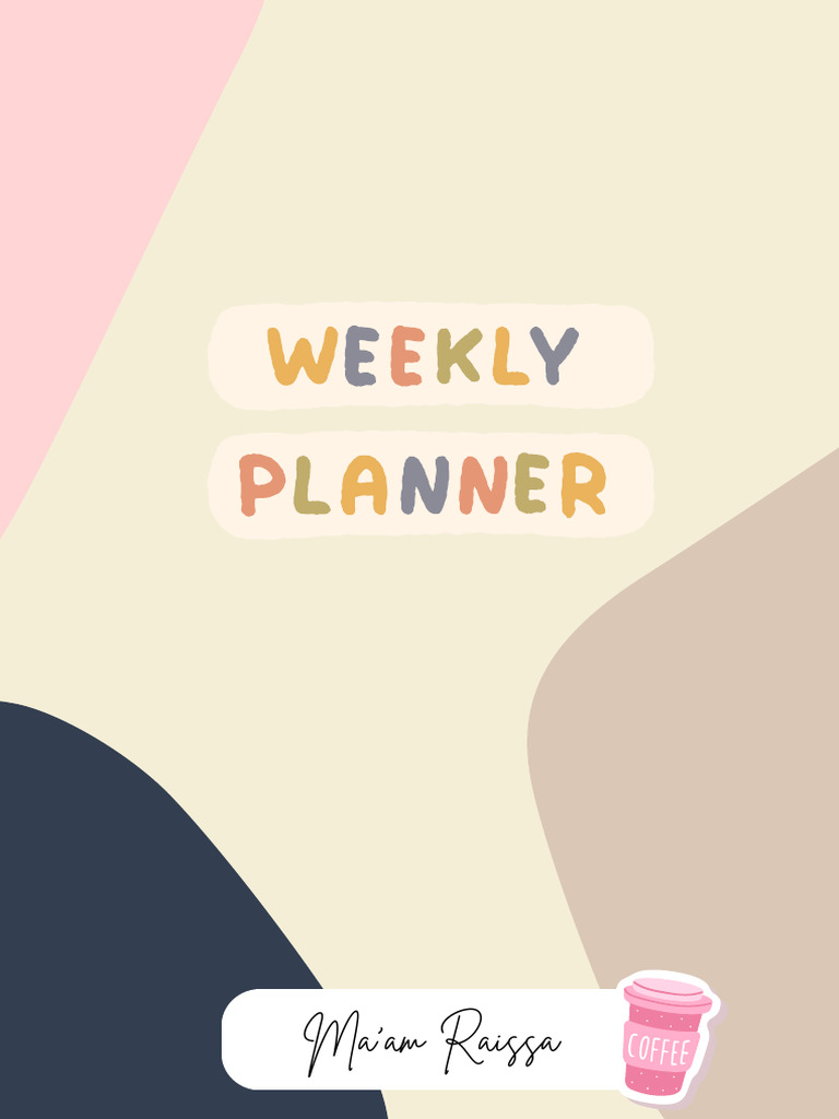 Weekly Planner in Simple Pastel Watercolour Style | PDF