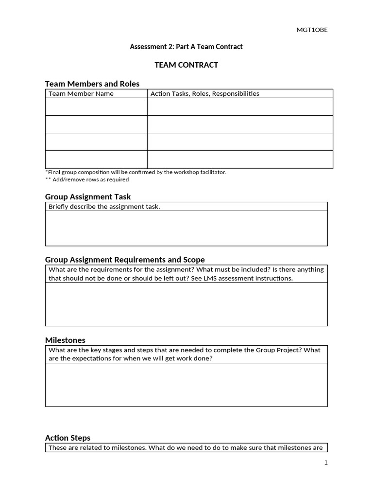 Team Contract - Assessment 2 - Part A - grp13 | PDF