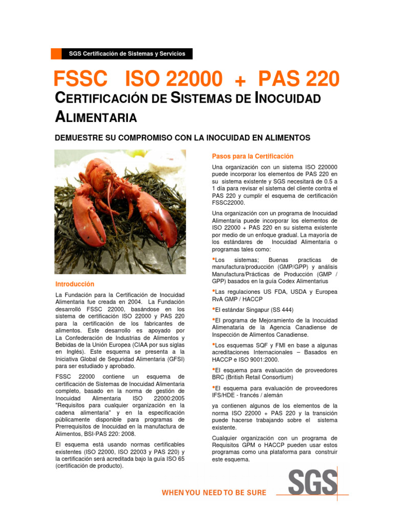 FSSC 22000 (Iso 22000 + Pas 220) | PDF | Análisis de Riesgo y Puntos ...