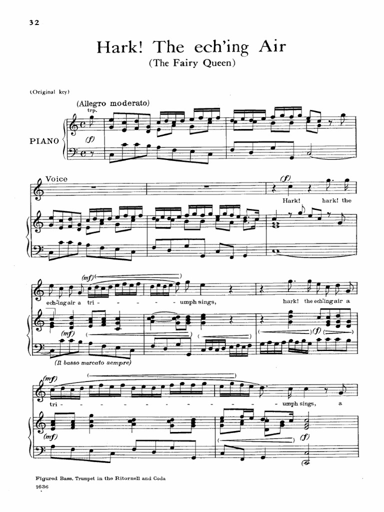 Hark! The Ech'ing Air (Purcell) | PDF