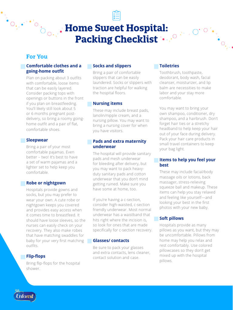 Hospital Packing Checklist 2020 | PDF