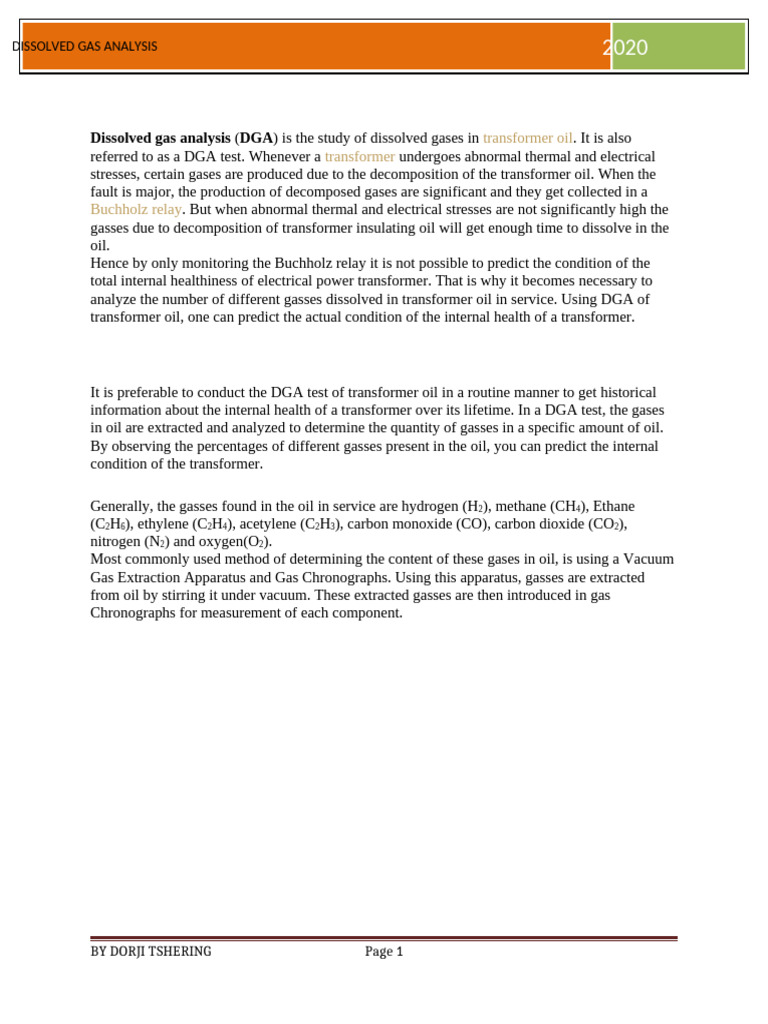 dissolved gas analysis | PDF