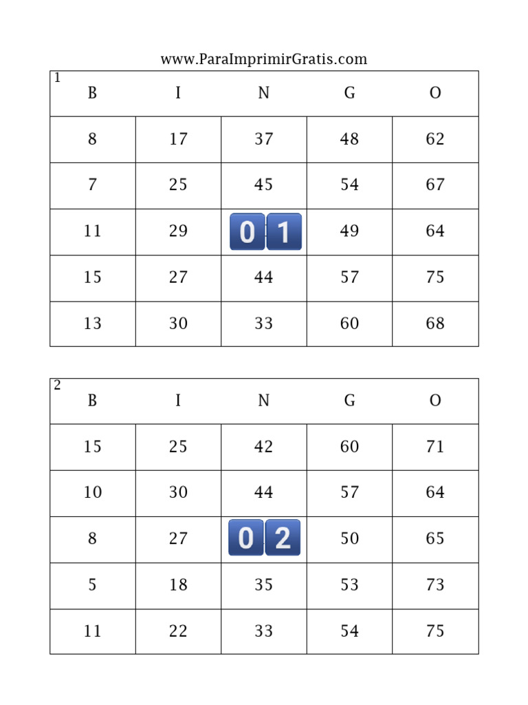 200 Cartones de Bingo para Imprimir 102 Hojas 2 | PDF