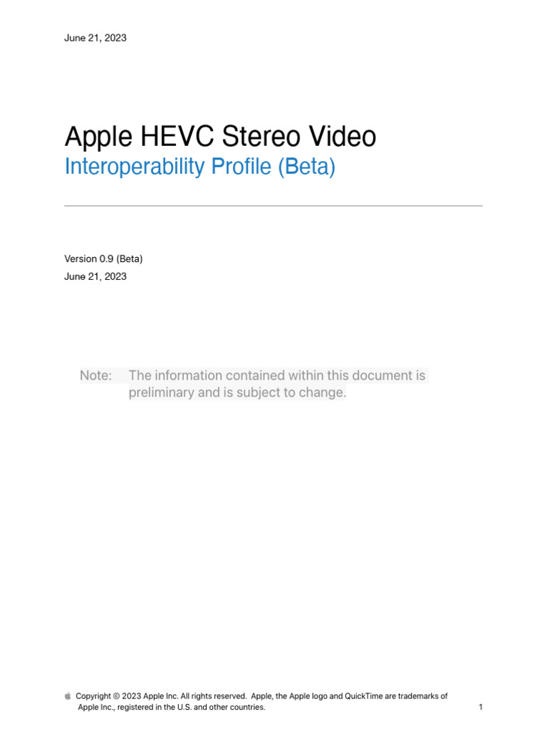 HEVC Stereo Video Profile | PDF