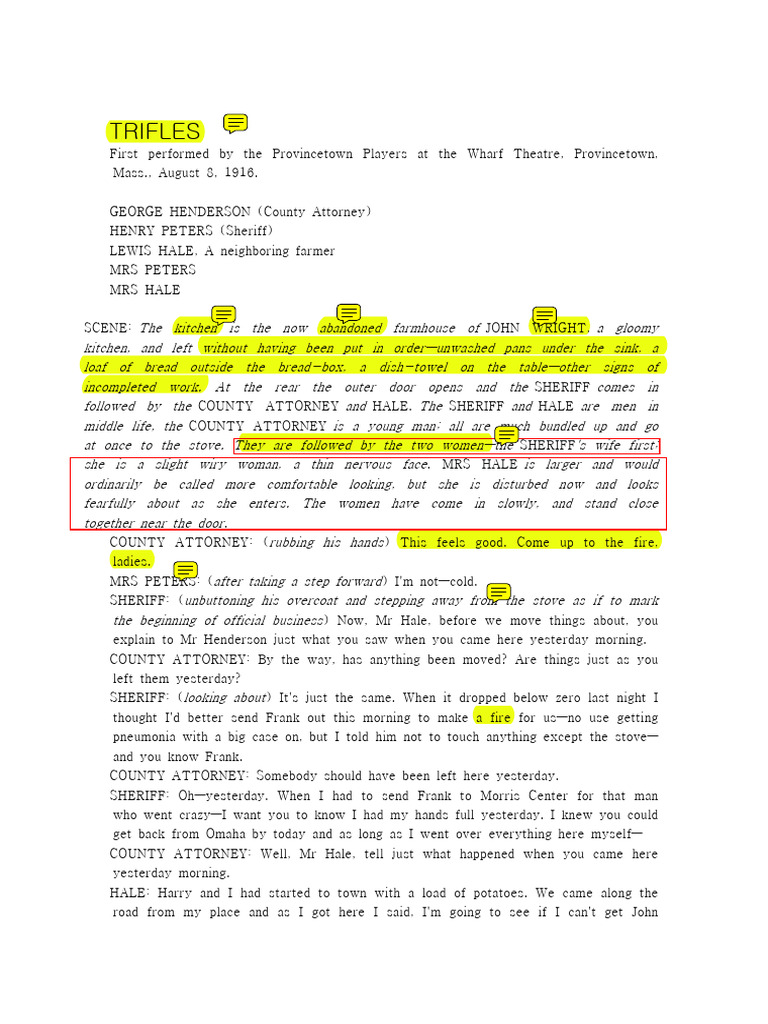 TRIFLES Underlined | PDF