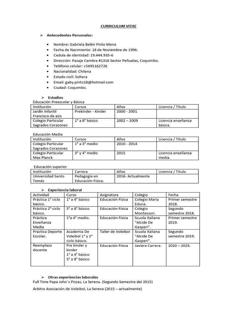Cv Gabriela Pinto Mena 2024 | PDF