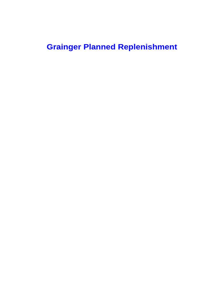 Grainger Planned - Replenishment | PDF