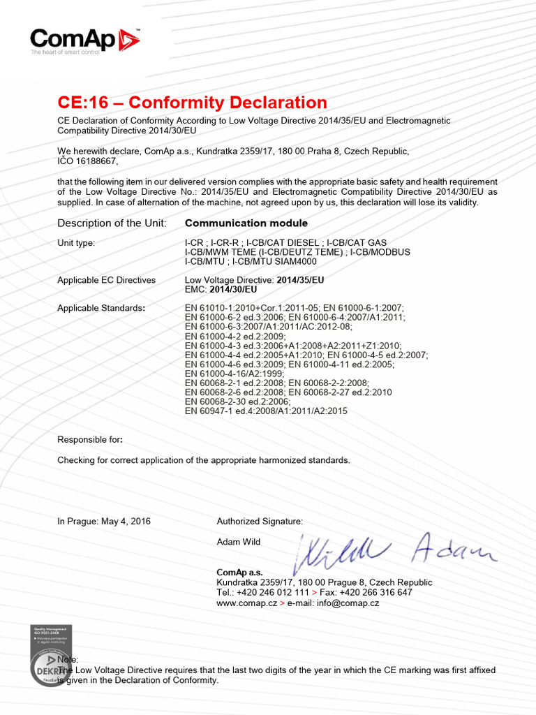 I CX Conformity Declaration v2 | PDF | Electromagnetic Compatibility | Electronics