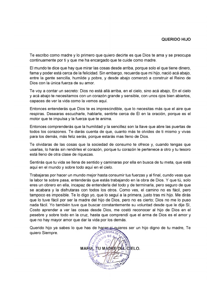 Carta Maria Madre | PDF