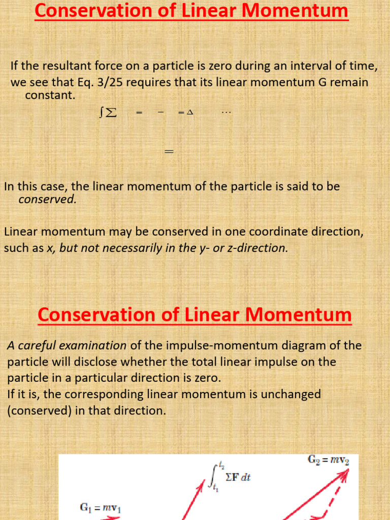 Lecture # 21 - 22 (Conservation of Linear Momentum) | PDF