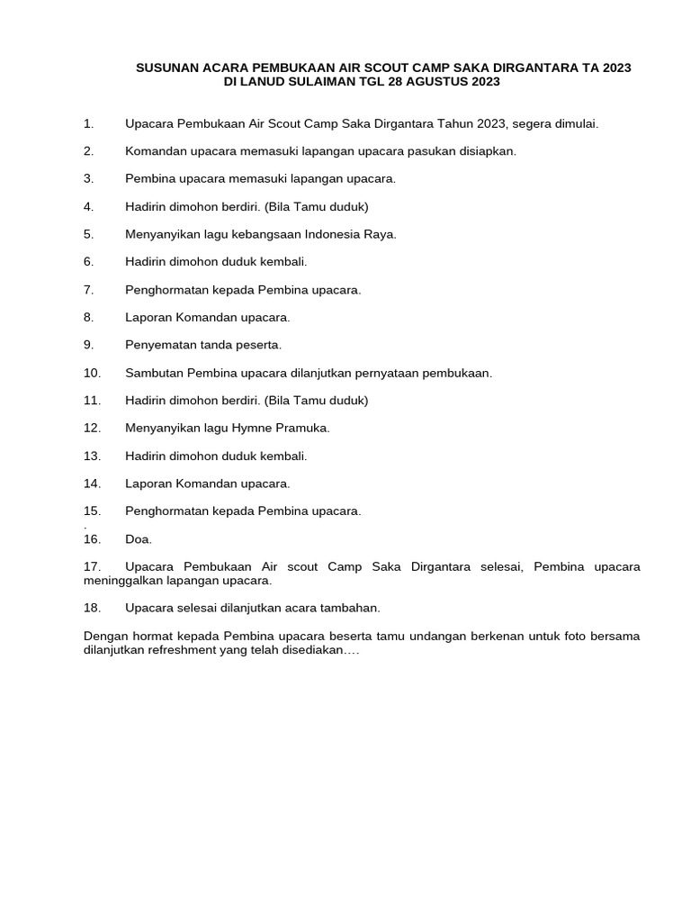 Susunan Acara ASC | PDF