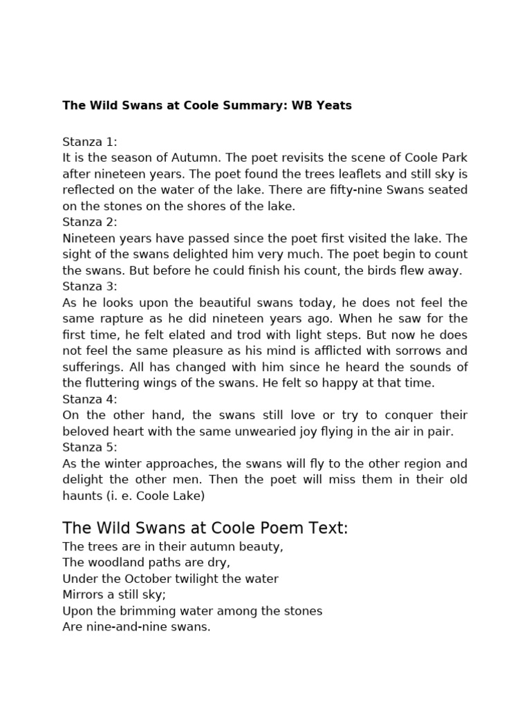 The Wild Swans at Coole | PDF