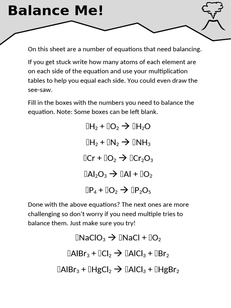b) Pratise balancing equations | PDF