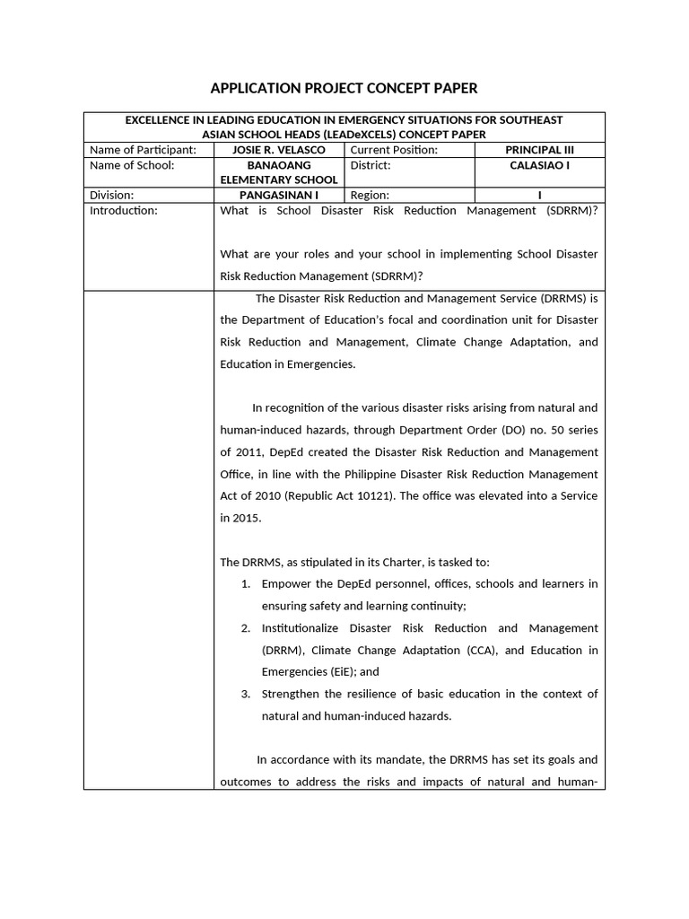 APPLICATION PROJECT CONCEPT PAPER | PDF APPLICATION PROJECT CONCEPT PAPER | PDF