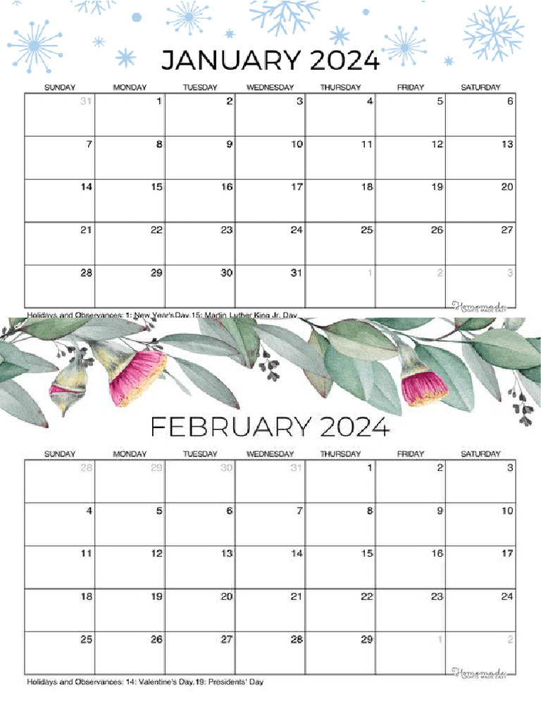 Jan Feb Calendar | PDF