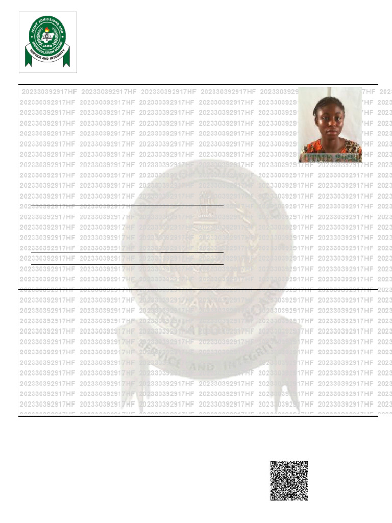 Joint Admissions and Matriculation Board: Candidate Details | PDF