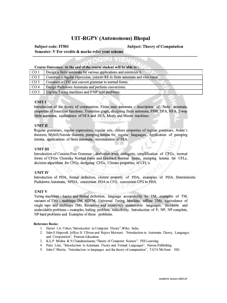 V Sem Syllabus 23-24 Updated041023112512 | PDF
