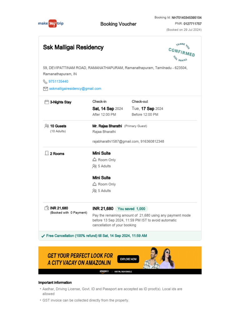 Booking Confirmation Voucher | PDF