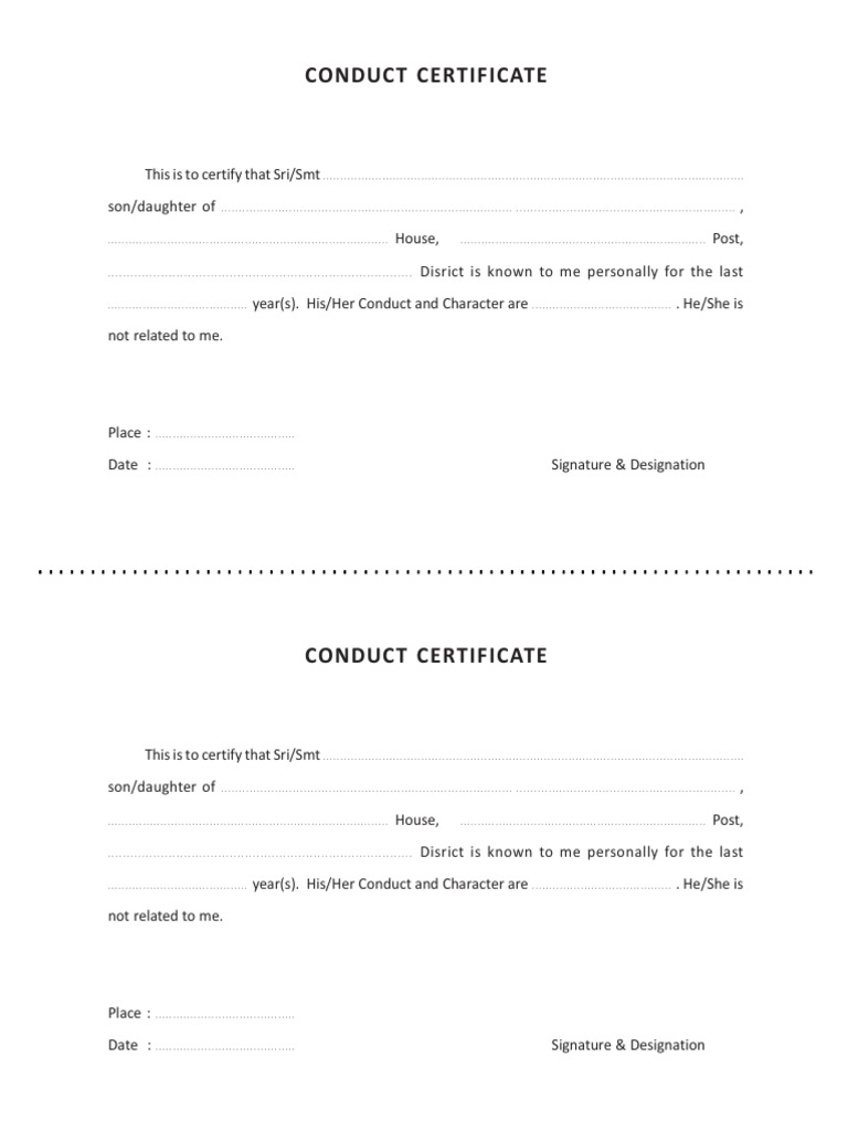 Conduct Certificate | PDF