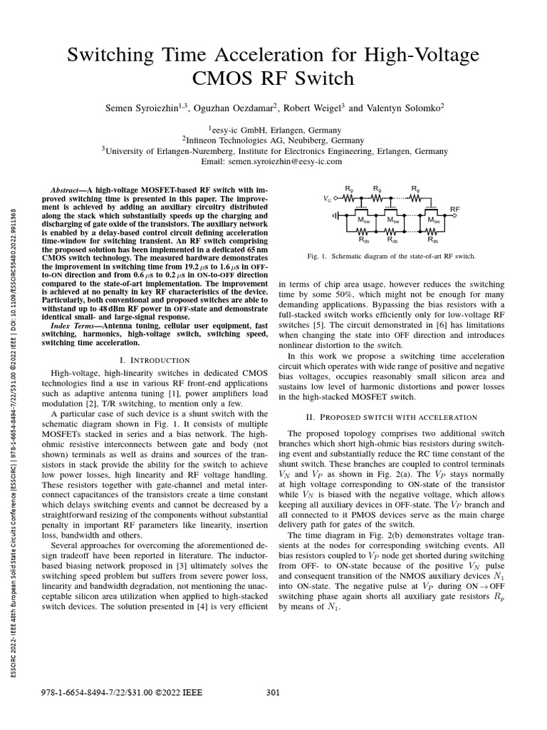 Switching Time Acceleration For High-Voltage CMOS RF Switch | PDF