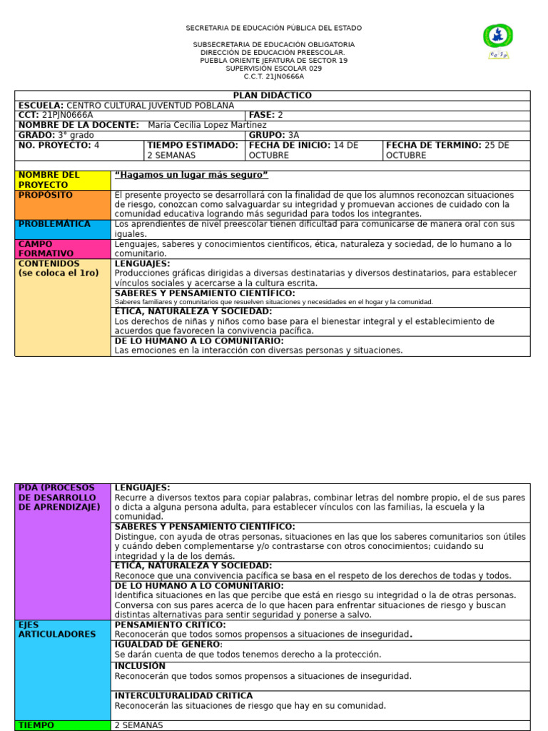 Seguridad Infantil en Preescolar | PDF | Educación de la primera infancia