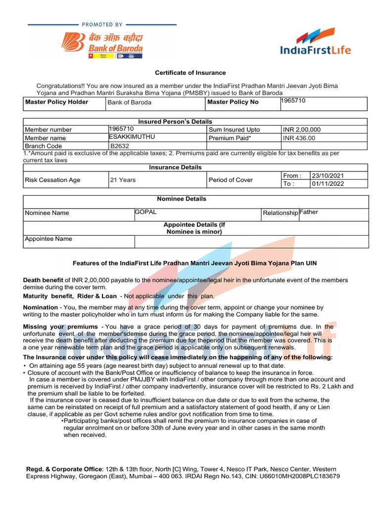 Certificate of Insurance | PDF