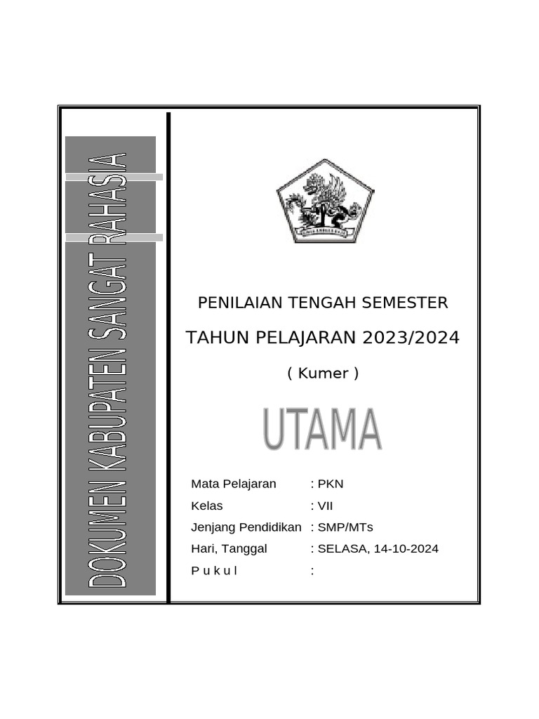 Soal Sumatif Kls 7 SMT Ganjil 2024 | PDF