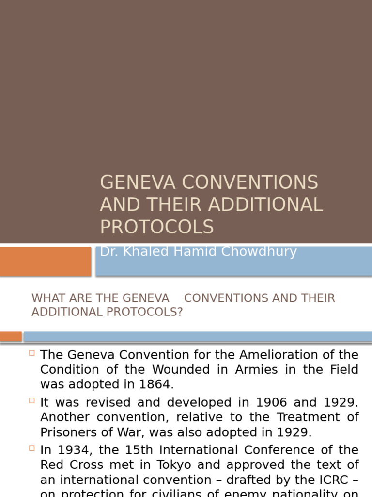 Topic 3 Geneva Conventions and Their Additional Protocols | PDF ...