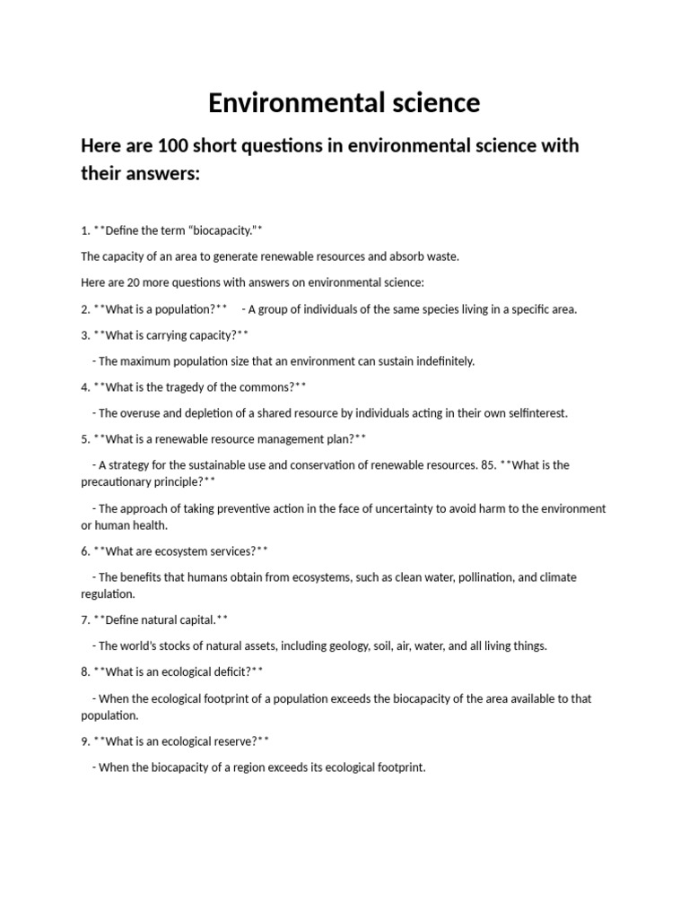 Environmental Science | PDF