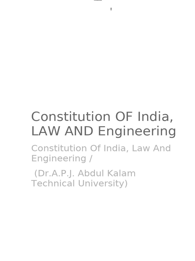 Constitution of India Law and Engineering Quantum | PDF