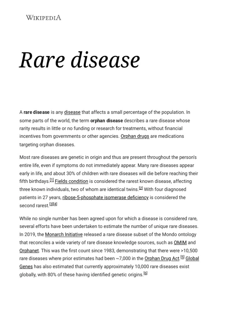 Rare Disease - Wikipedia | PDF | Diseases And Disorders | Self-Improvement