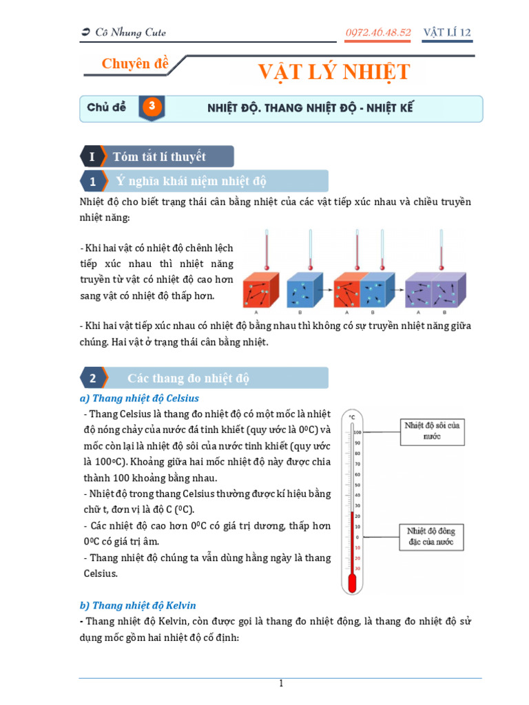 Chuyen de 1 Chu de 3 Nhiet Do Thang Do Nhiet Nhiet Ke | PDF