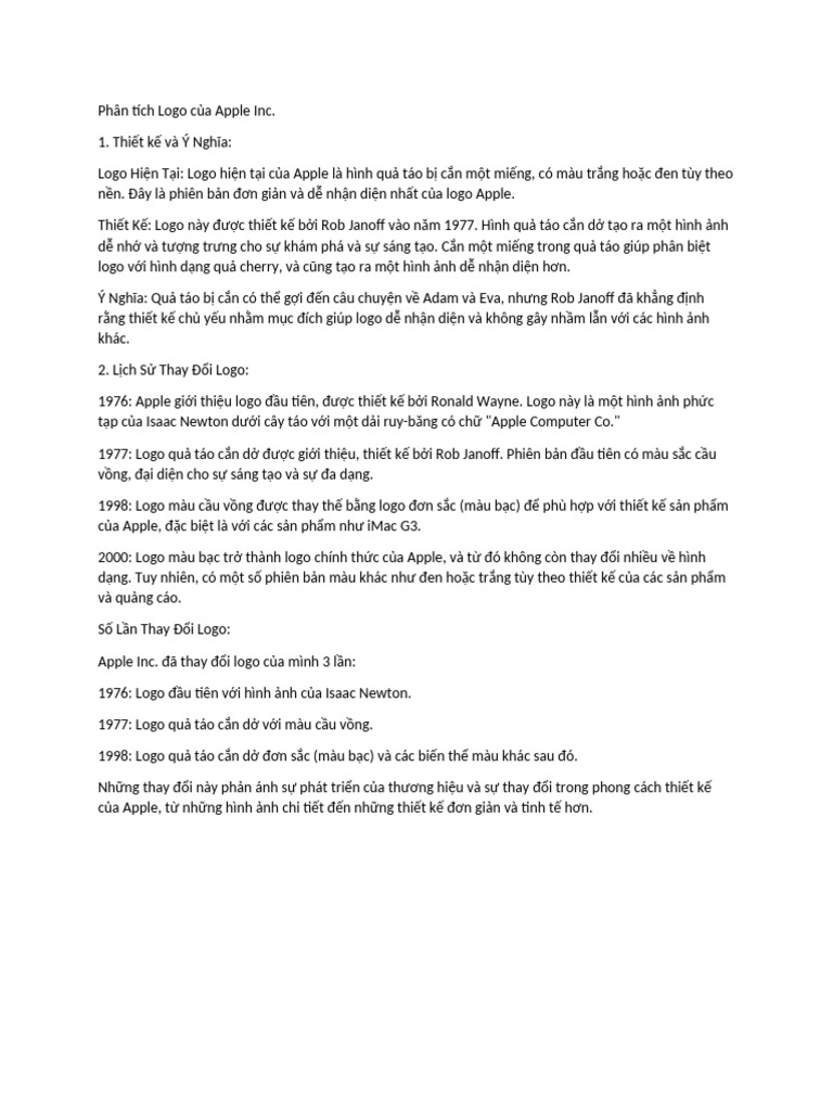 Phân Tích Logo C A Apple Inc | PDF