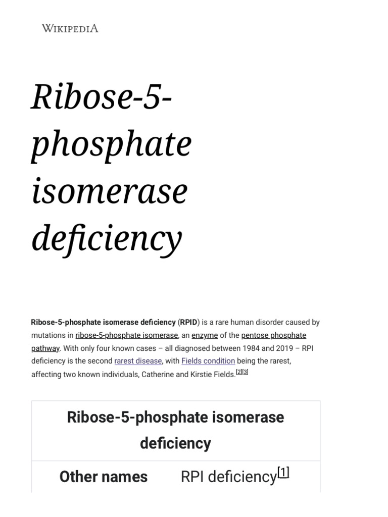 Ribose-5-Phosphate Isomerase Deficiency - Wikipedia | PDF