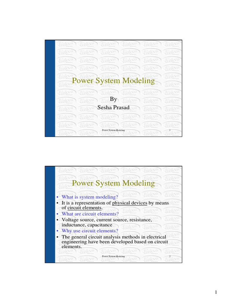 PDF - Day 1 - L2 - Power System Modeling | PDF