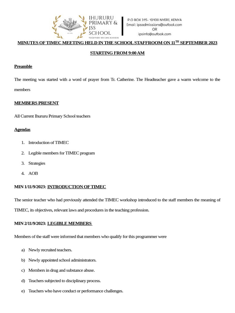 Timec Minutes | PDF
