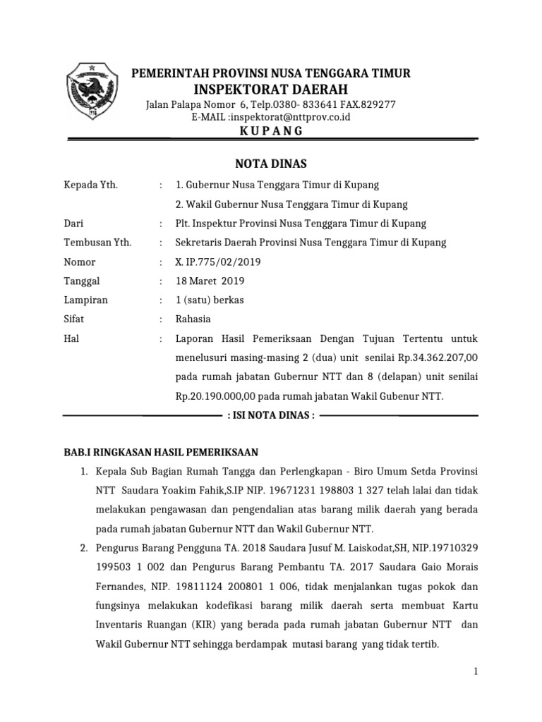 Contoh LHP Khusus | PDF