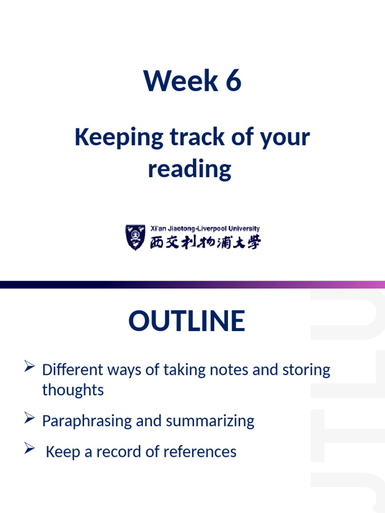 Week 6 Keeping Track of Your Reading | PDF
